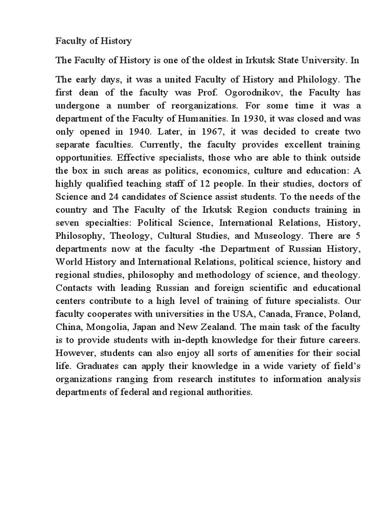 Faculty of History | PDF