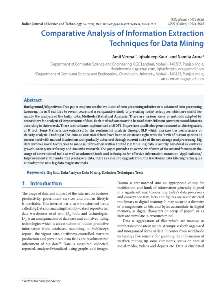 Comparative Analysis of Information Extraction Techniques For Data Mining | Download Free PDF ...