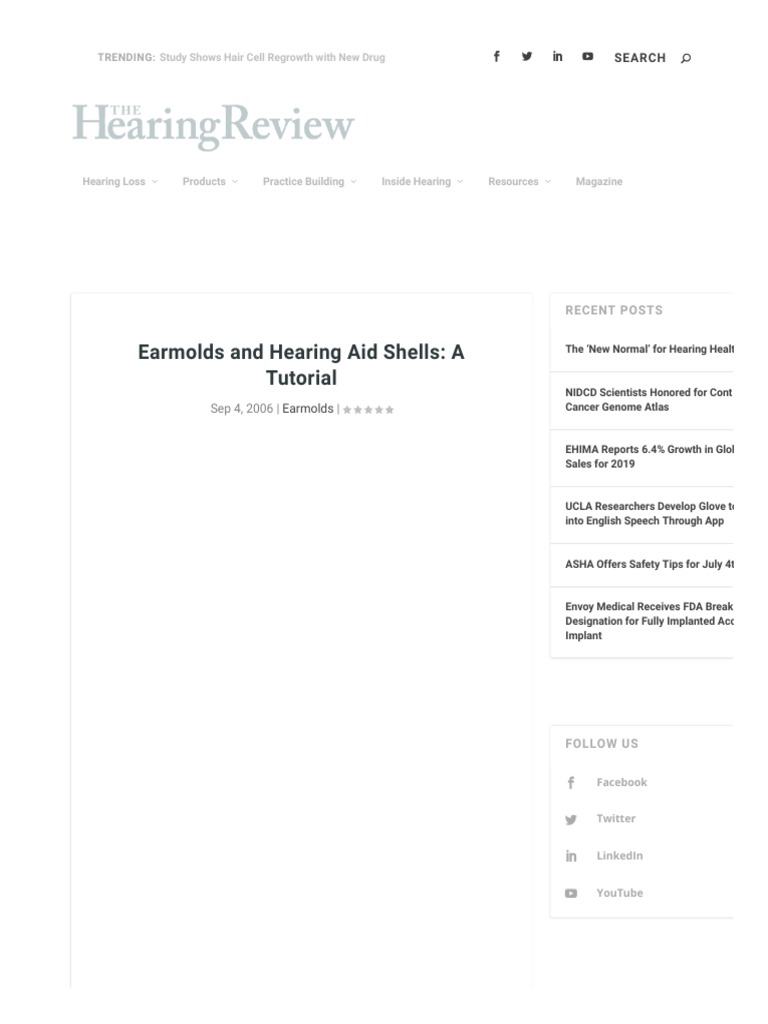 Earmolds and Hearing Aid Shells - A Tutorial - Hearing Review | PDF ...