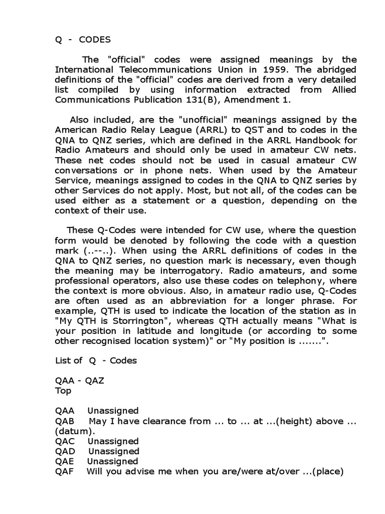 List of Q-Codes | PDF | Information And Communications Technology ...