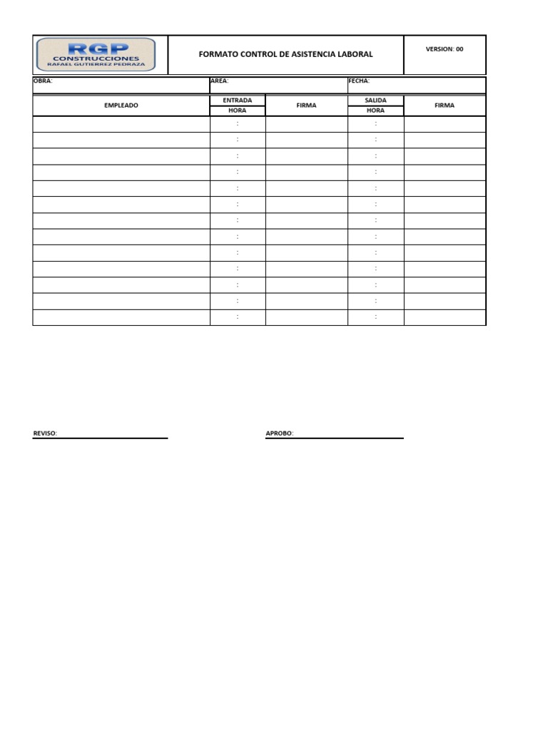 Formato Control de Asistencia Laboral | PDF
