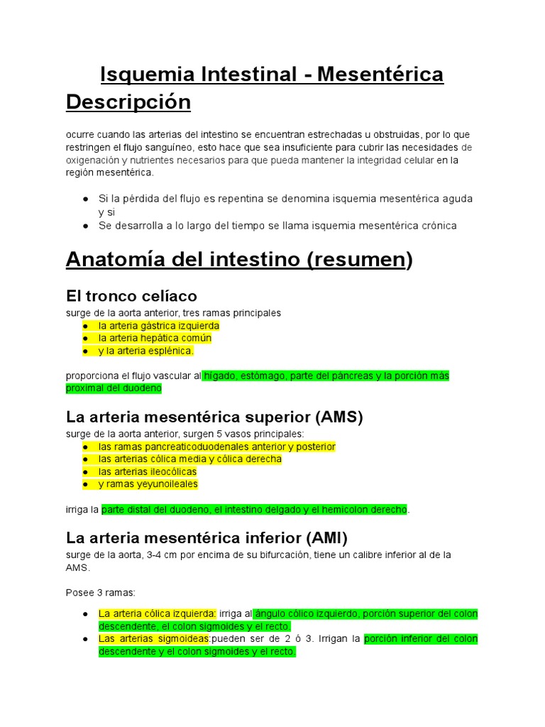 Isquemia Intestinal - Mesentérica | PDF | Isquemia | Intestino grueso