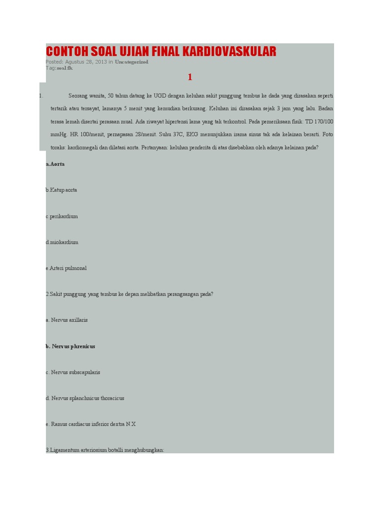 Contoh Soal Blok Kardiovascular | PDF