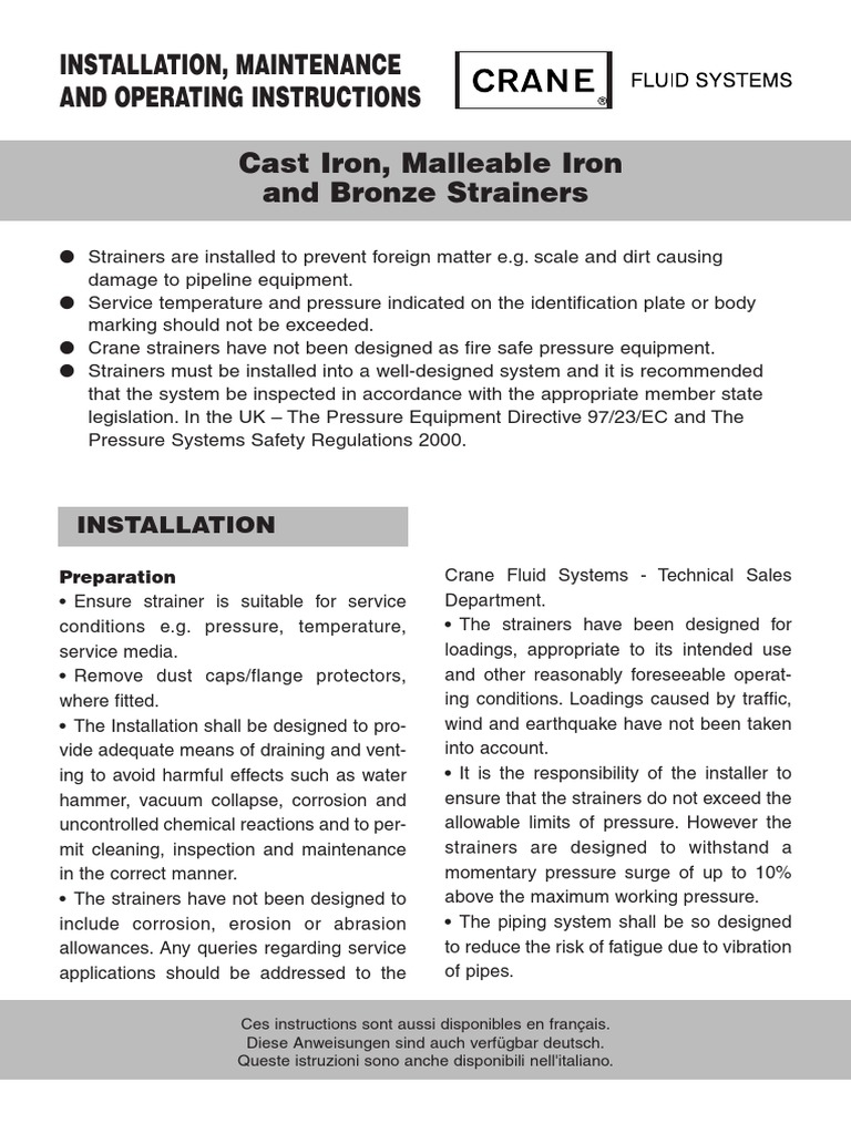 08-INSTALLATION - (C) Strainers | PDF | Valve | Pipe (Fluid Conveyance)