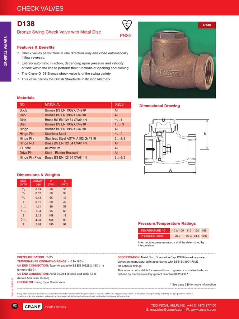 D138 - Swing Check Valve | PDF | Valve | Mechanical Engineering
