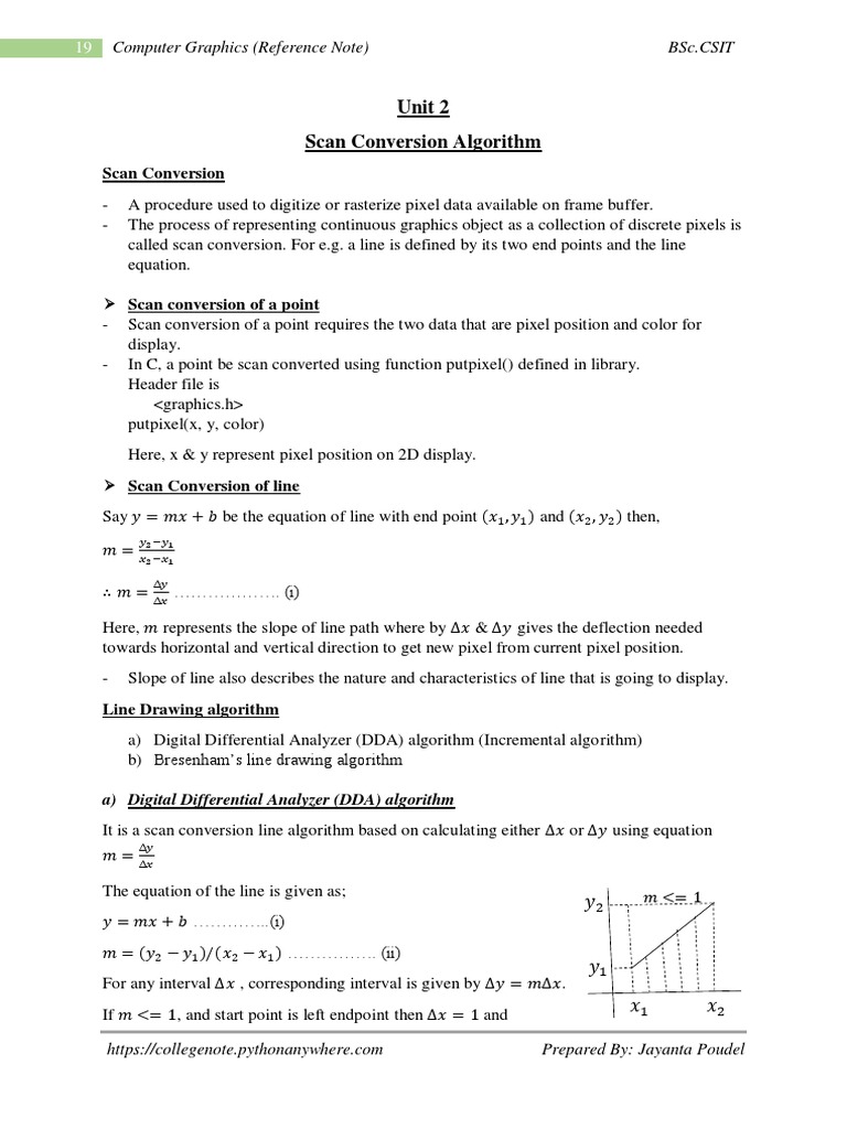 Unit 2 Scan Conversion Algorithm | Download Free PDF | Computer Science ...