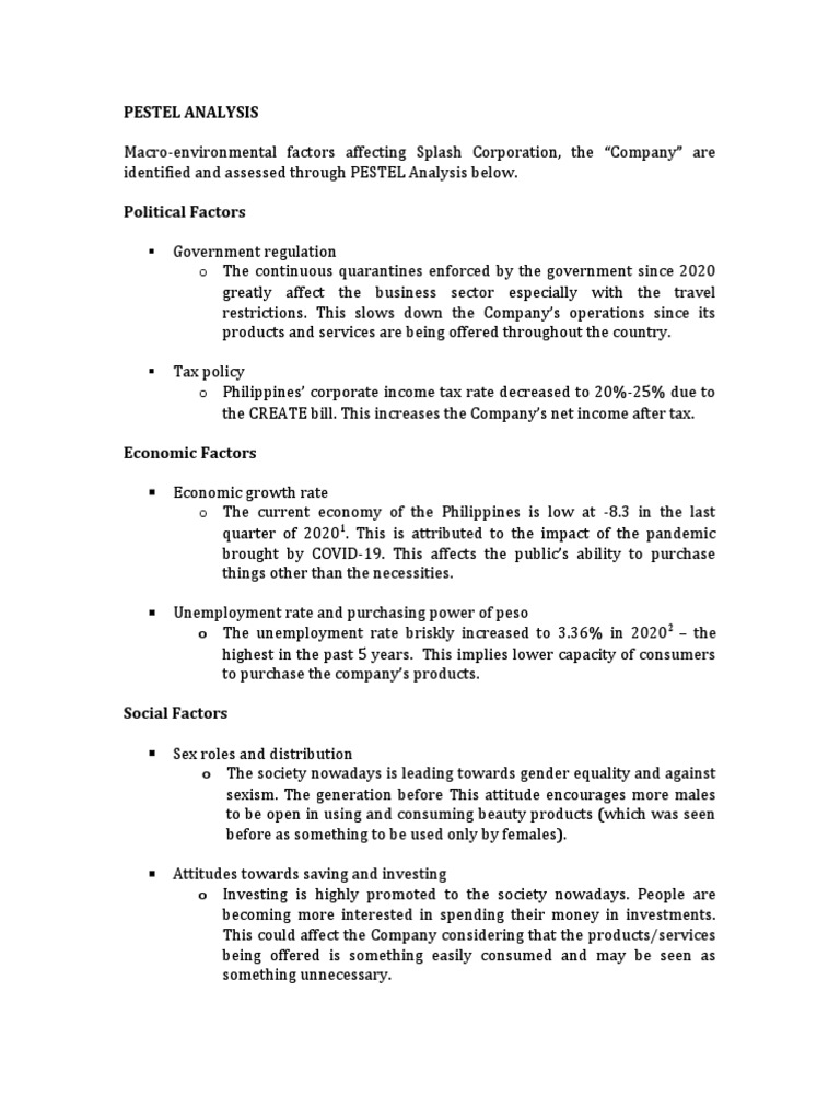 Term Paper - PESTEL Analysis | PDF | Taxes | Environmental Law
