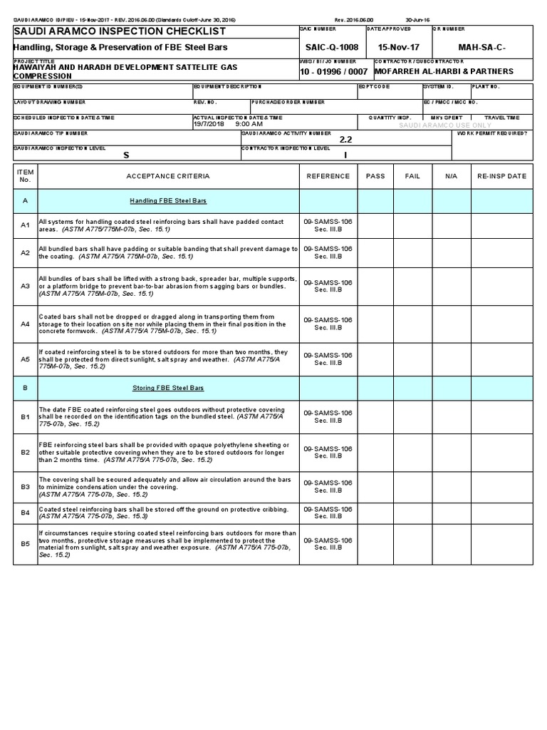 Saudi Aramco Inspection Checklist | PDF | Civil Engineering | Economic ...