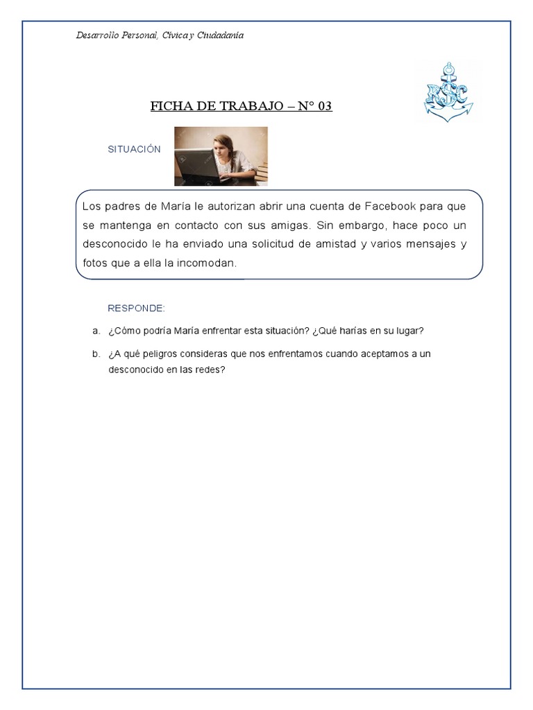 Ficha de Trabajo 3 - DPCC | PDF | Ciencias sociales | Relaciones personales, crianza y ...