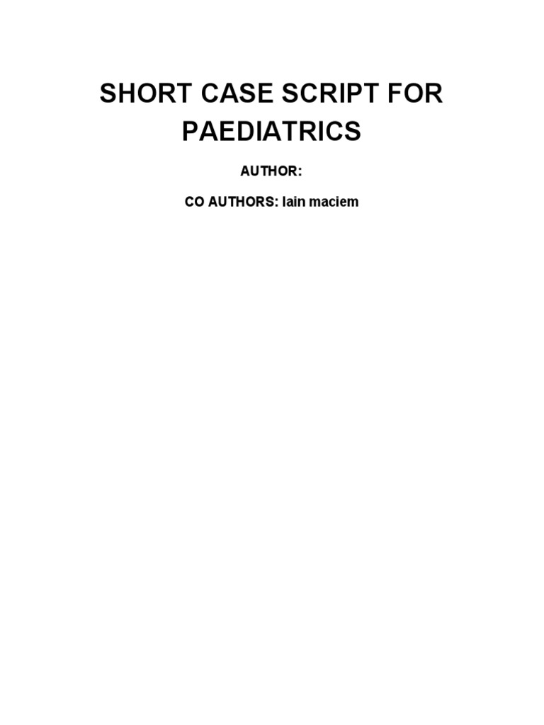 Pediatric Case Script for Cardiovascular Exam | PDF | Medical ...
