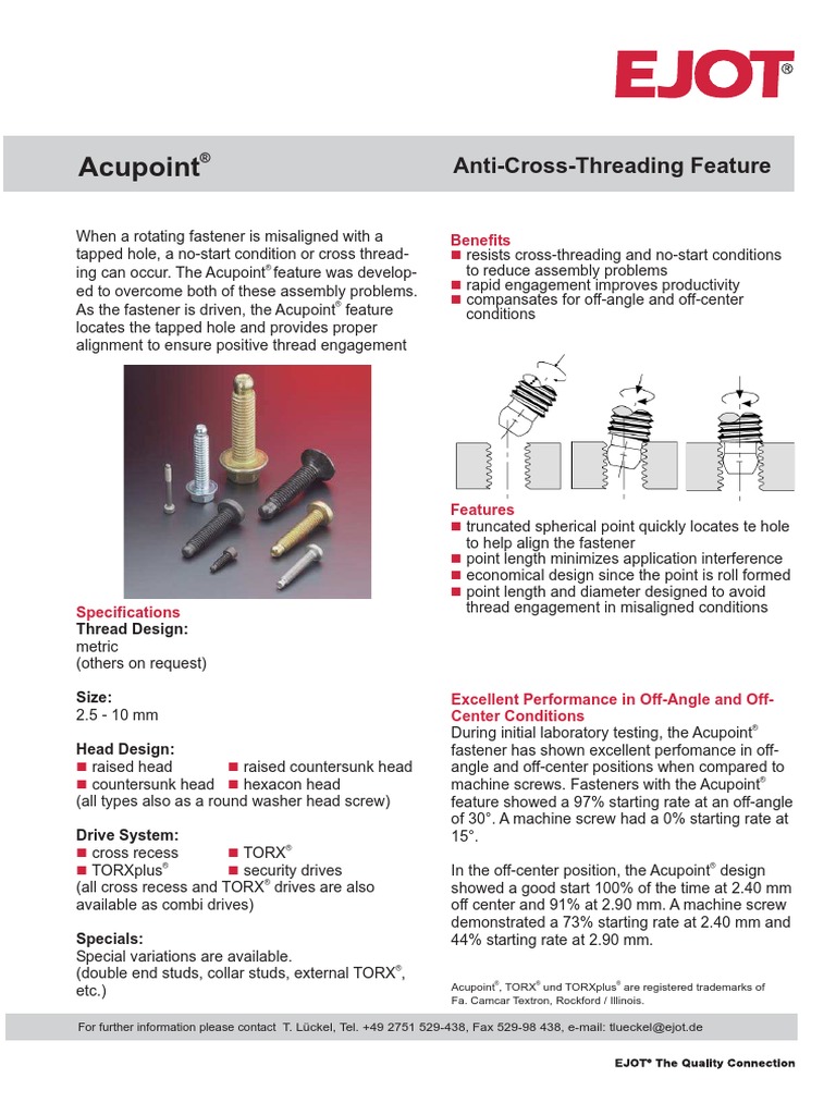Acupoint: Anti-Cross-Threading Feature | PDF | Screw | Building Materials