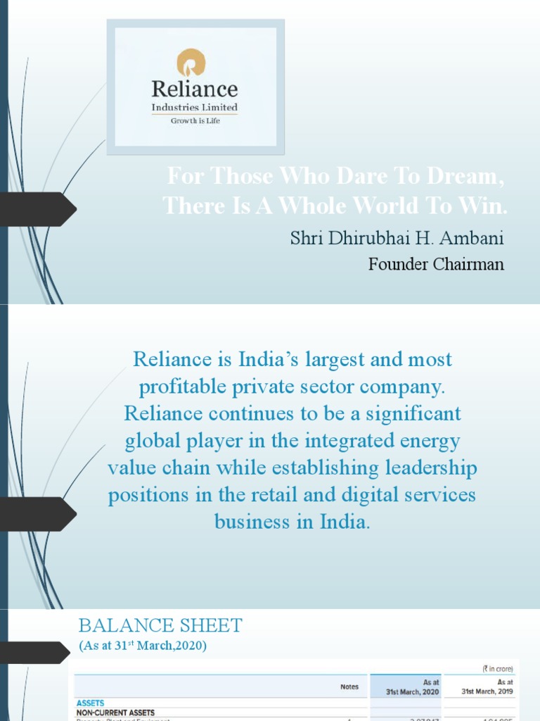 Reliance Industries Financial Overview 2020 | PDF | Business | Social ...