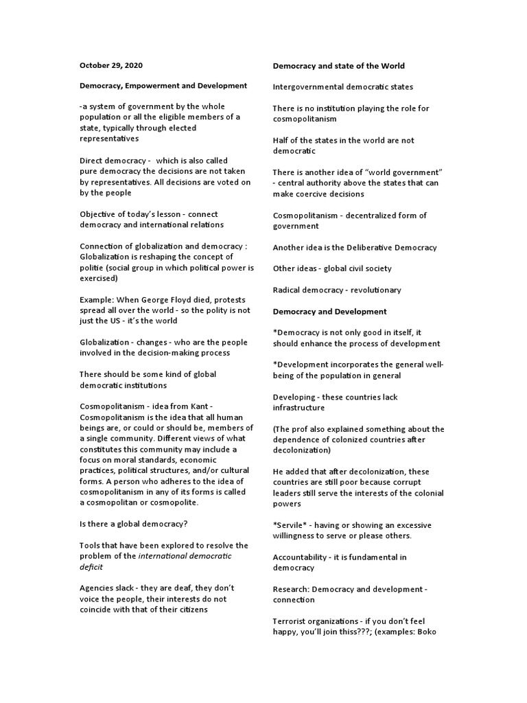 Democracy, Globalization, and Development | PDF | Political Ideologies ...