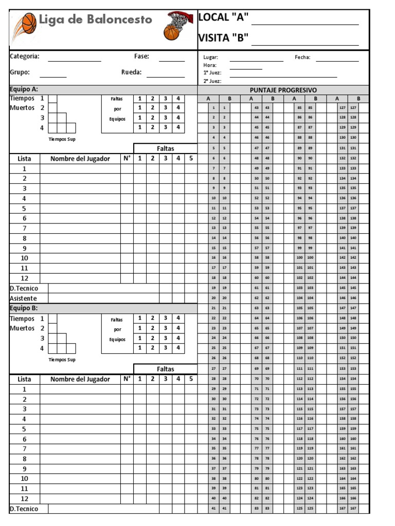 Planilla Baloncesto | PDF