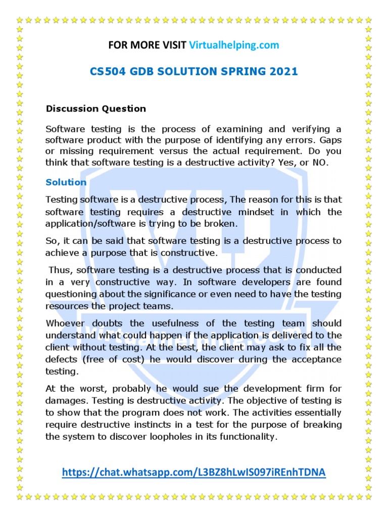 For More Visit: Cs504 GDB Solution Spring 2021 | PDF