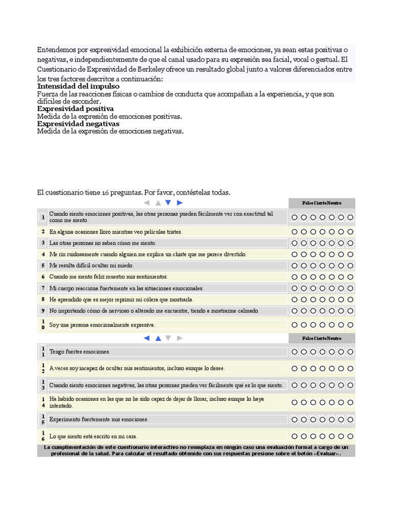 El Cuestionario de Expresividad de Berkeley: una herramienta para medir ...