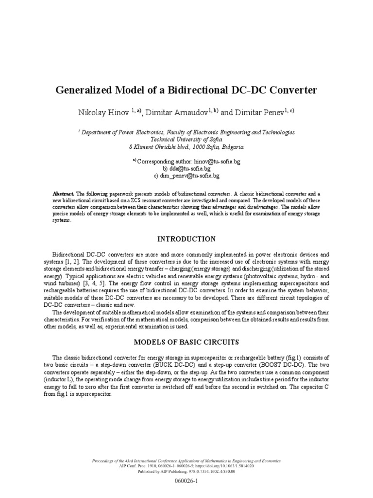 Generalized Model of A Bidirectional DC-DC Converter: Nikolay Hinov ...