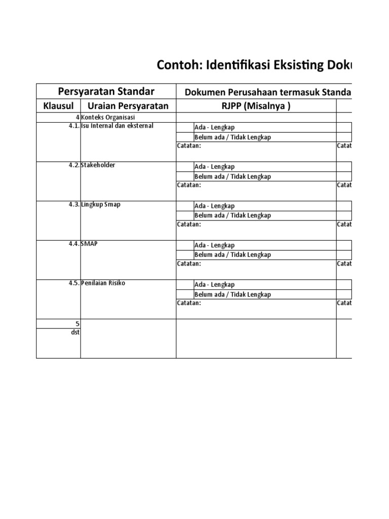 Contoh Identifikasi Eksisting Dokumen | PDF