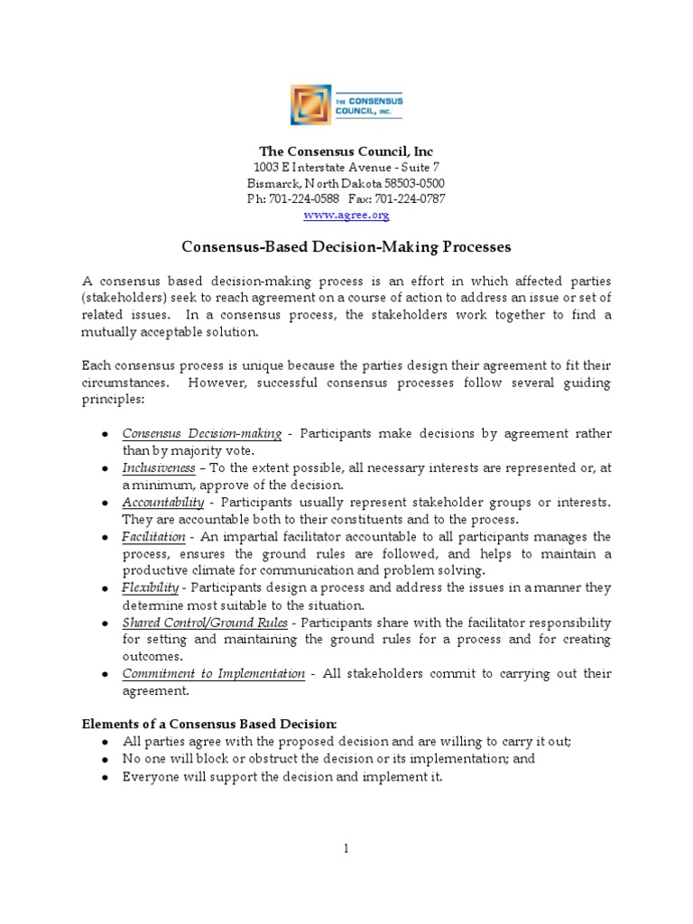 Consensus-Based Decision-Making Processes: The Consensus Council, Inc ...