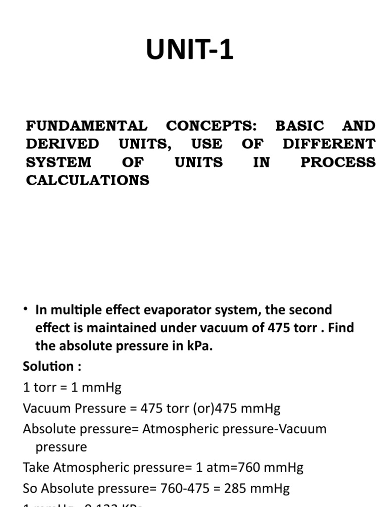 UNIT-1: Fundamental Concepts: Basic and Derived Units, Use of Different ...