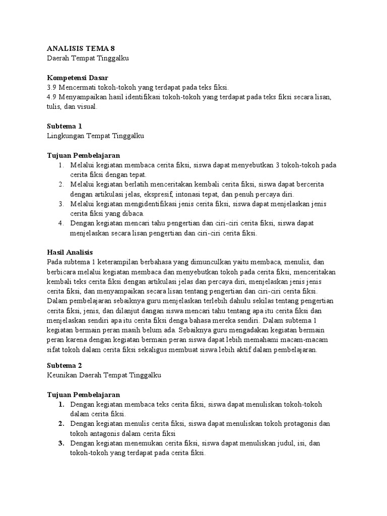 Analisis Tema 8 Sub 1 Dan 2 | PDF