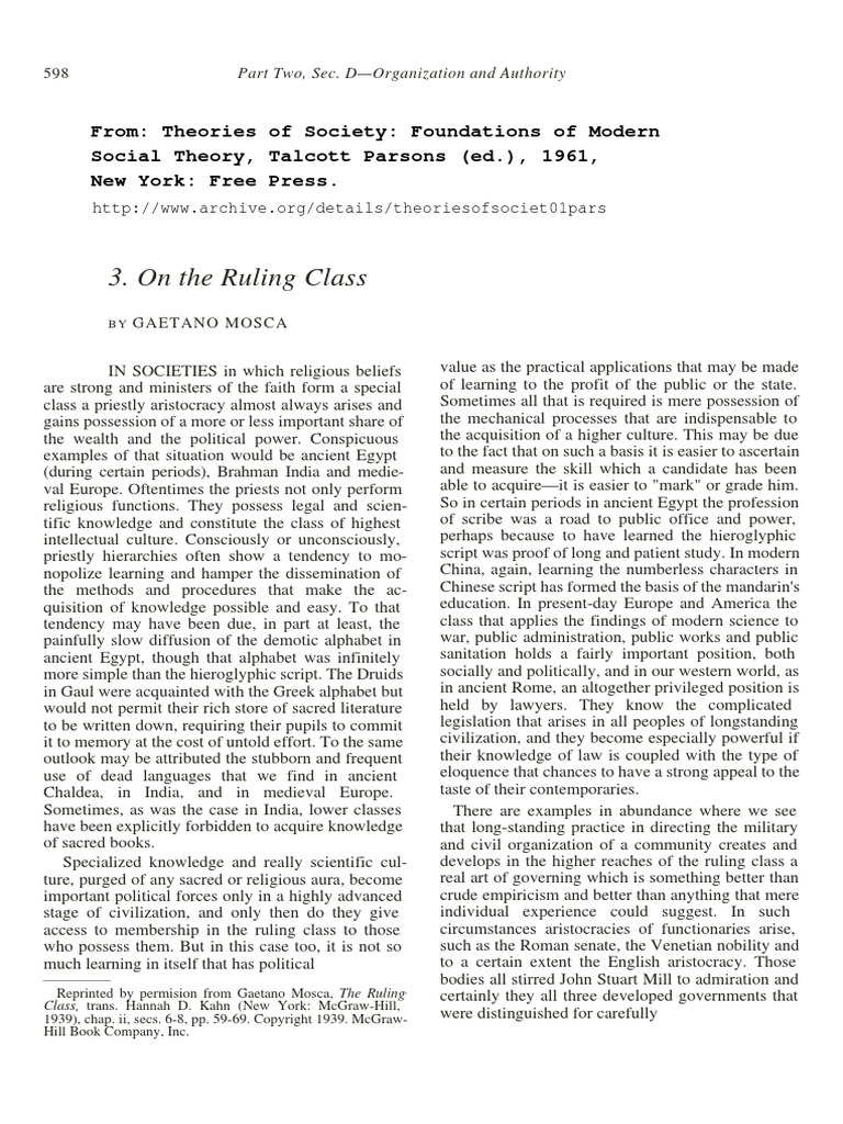 Mosca - Ruling Class | PDF | Ancient Egypt | Courage