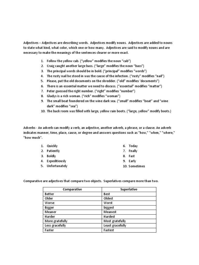 Adjectives and Adverbs Explained | PDF | Adverb | Adjective