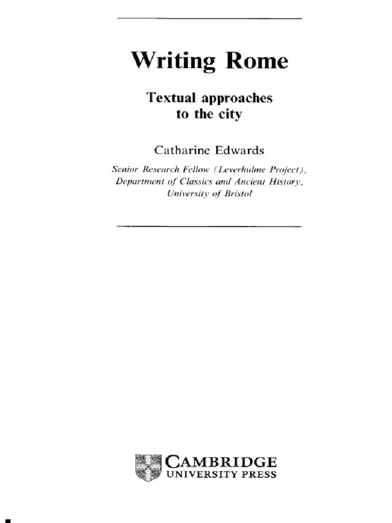 EDWARDS, C. Writing Rome. Textual Approaches To The City | PDF