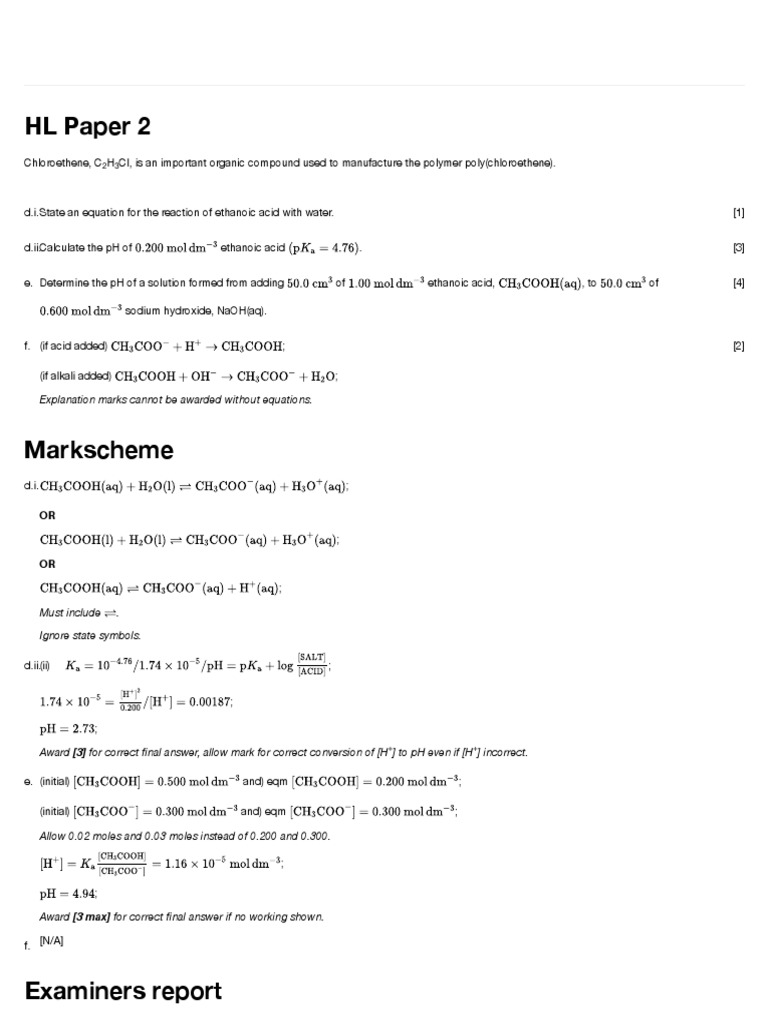Markscheme HL Paper2 | PDF | Buffer Solution | Acid