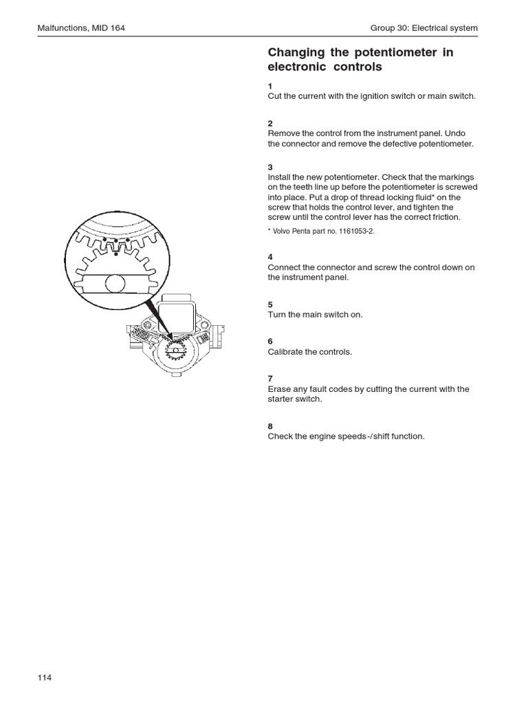 Changing The Potentiometer in Electronic Controls: Volvo Penta Part No ...