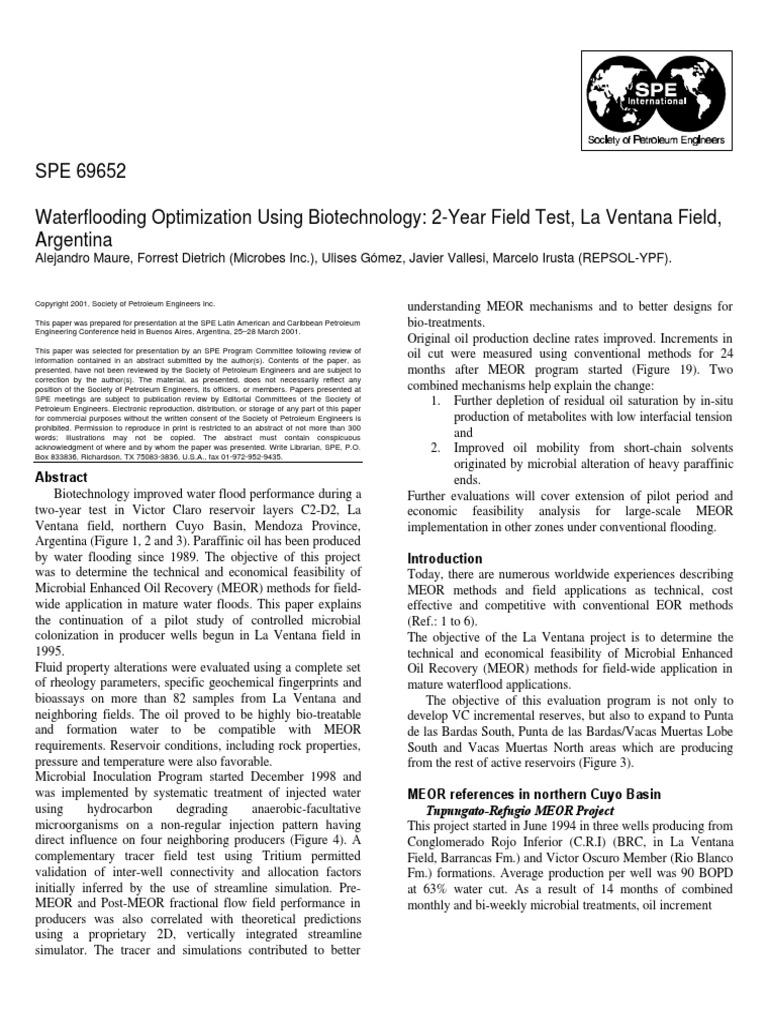 Waterflooding Optimization Using Biotechnology | PDF | Petroleum Reservoir | Enhanced Oil Recovery