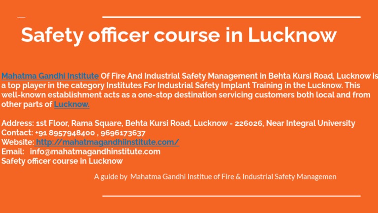 Safety Officer Course in Lucknow | PDF