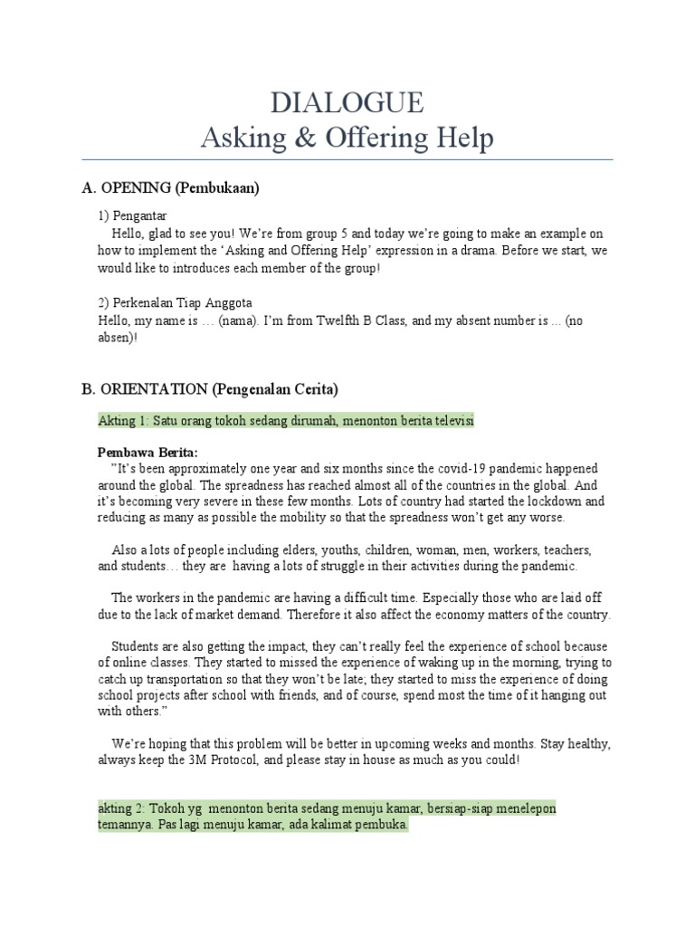 Dialog Asking and Offering Help | PDF