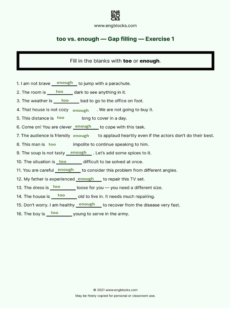 Too Vs Enough | PDF | Foreign Language Studies | Art
