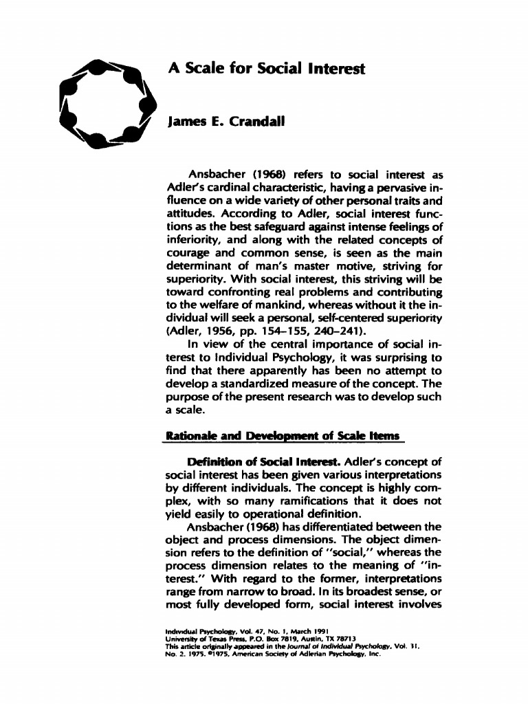 Social Interest Scale SIS by Crandall | PDF