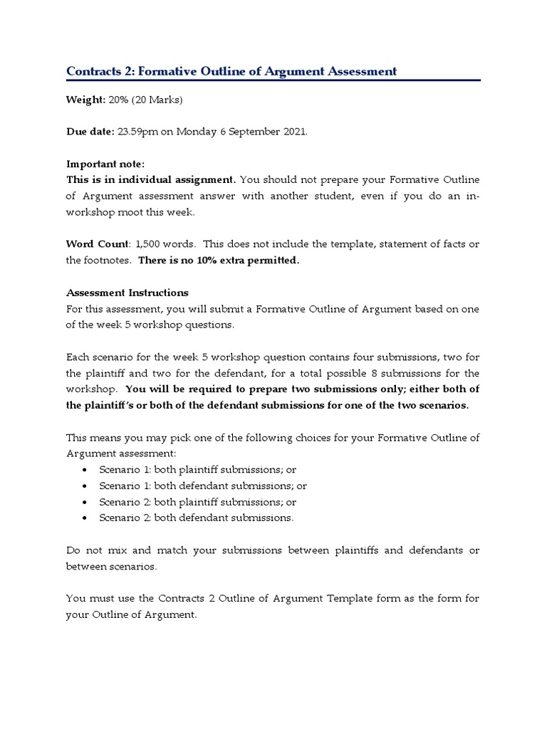 Formative Outline of Argument Guide | PDF | Turnitin | Communication