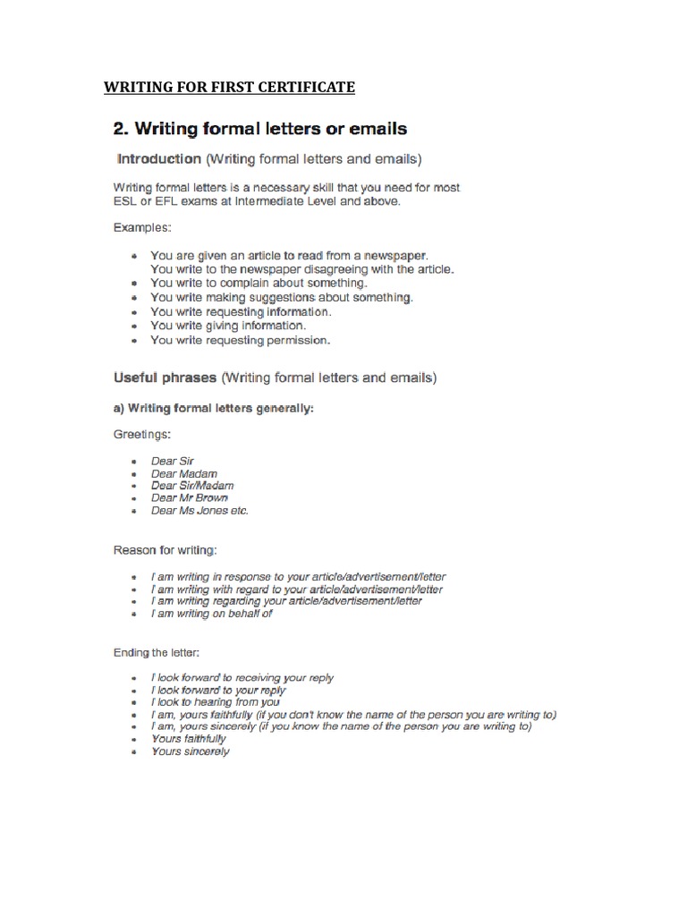 Writing For First Certificate | PDF