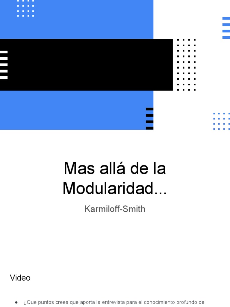 Karmiloff-Smith: Más Allá de la Modularidad | PDF | Relaciones personales, crianza y desarrollo ...