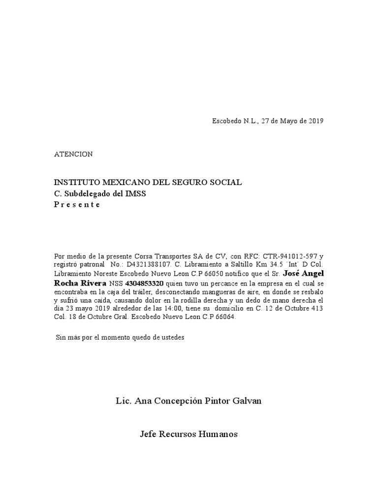 Carta para Imss | PDF