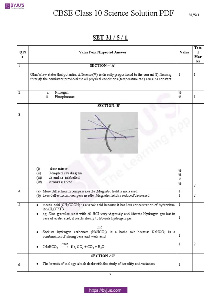 CBSE Class 10 Science Exam Solutions | PDF | Flowers | Molecules