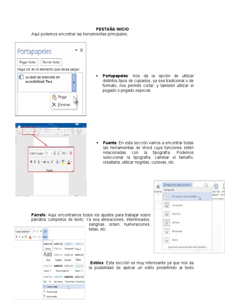 Funciones de la Pestaña de Inicio en Word | PDF | Archivo de ...