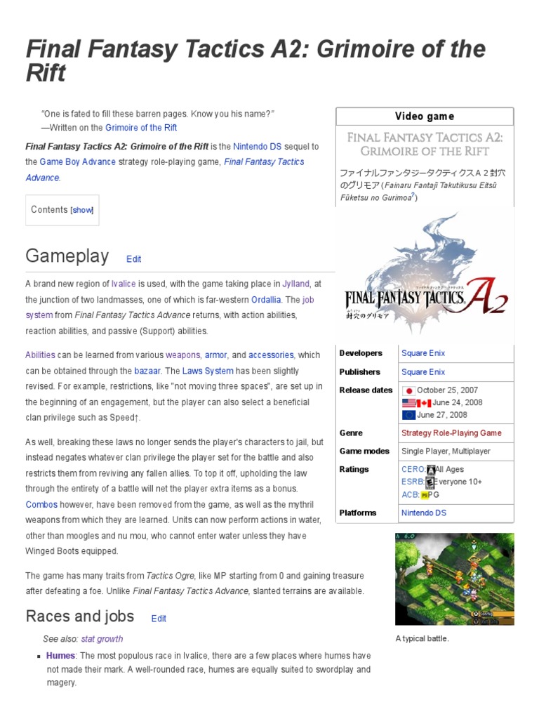 Final Fantasy Tactics A2 Overview | PDF | Final Fantasy | Square Enix
