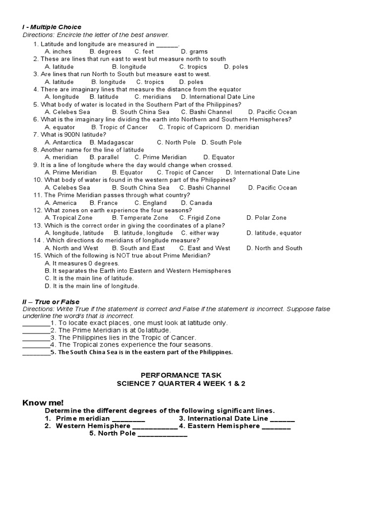 Directions: Encircle The Letter of The Best Answer.: I - Multiple ...