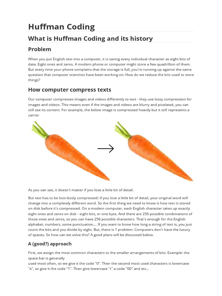 What Is Huffman Coding and Its History | PDF | Data Compression ...