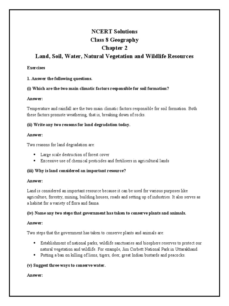 Ncert Solutions For Class 8 Social Science Geography Chapter 2 | PDF ...