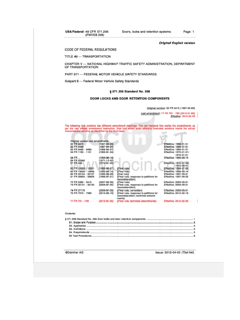 FMVSS 206 | PDF