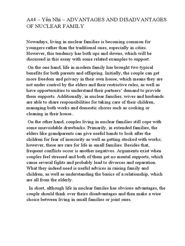 Pros and Cons of Nuclear Families | PDF