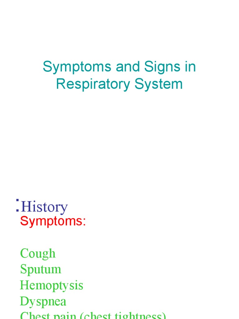 Symptoms and Signs in Respiratory System | PDF | Cough | Respiratory ...