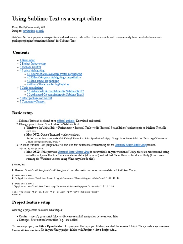Sublime Text Setup for Unity Scripts | PDF | Unity (Game Engine ...