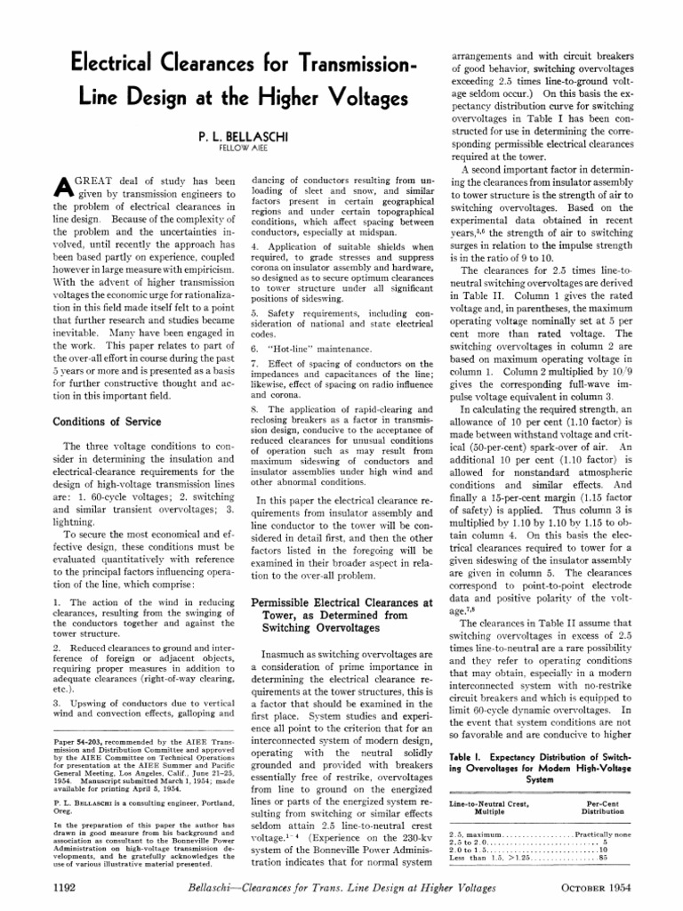 Electrical Clearances For Transmission Line Gesign at The Higher ...